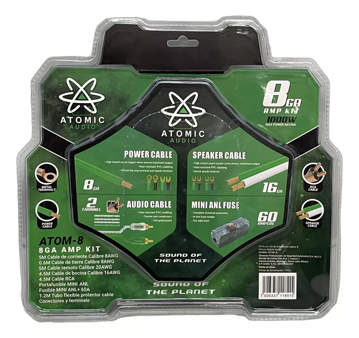 ATOM-8 Kit De Cables Para Amplificador Calibre 8 Atomic – New Zone ...