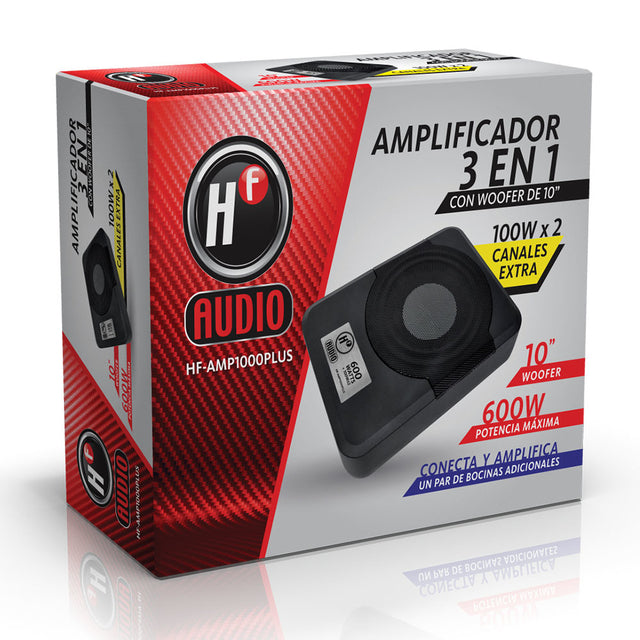 HF-AMP1000PLUS Subwoofer 10 Pulgadas Amplificado 600 Watts 200 Rms HF ...